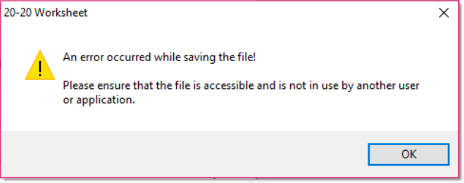 Worksheet: Error saving to a network drive – Office
