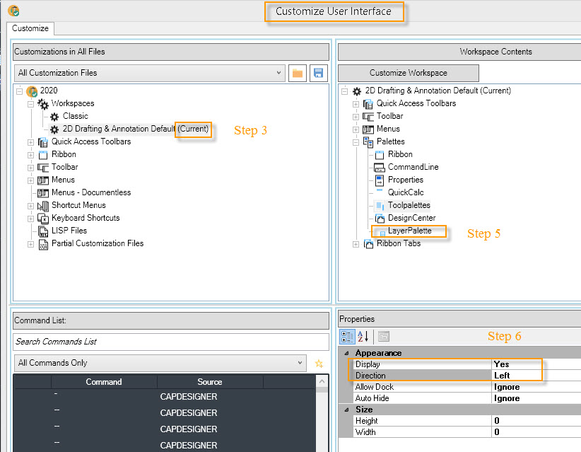 Cap Complete: restore the Layer Properties manager window – Office