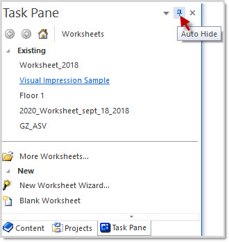 Auto-hide feature (Task pane) – Office