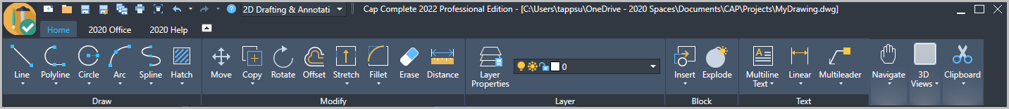 Run in 2D drafting & annotation basic mode – Office