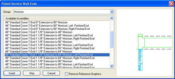Place ends on service walls – Office