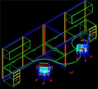 Plan and 3D views – Office
