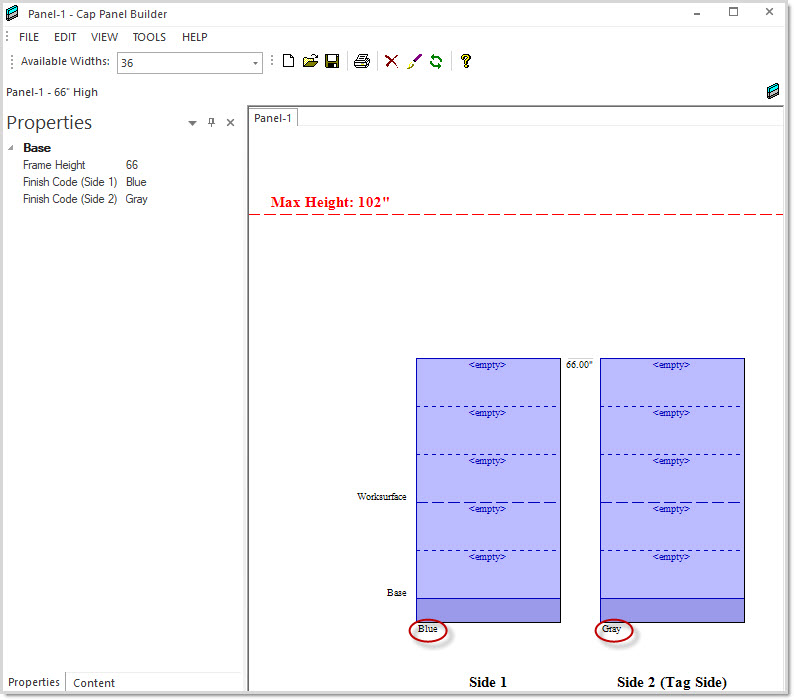 Apply finish codes to a panel configuration – Office