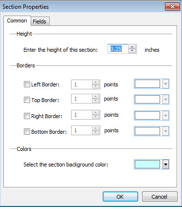 Report designer: Sections – Office