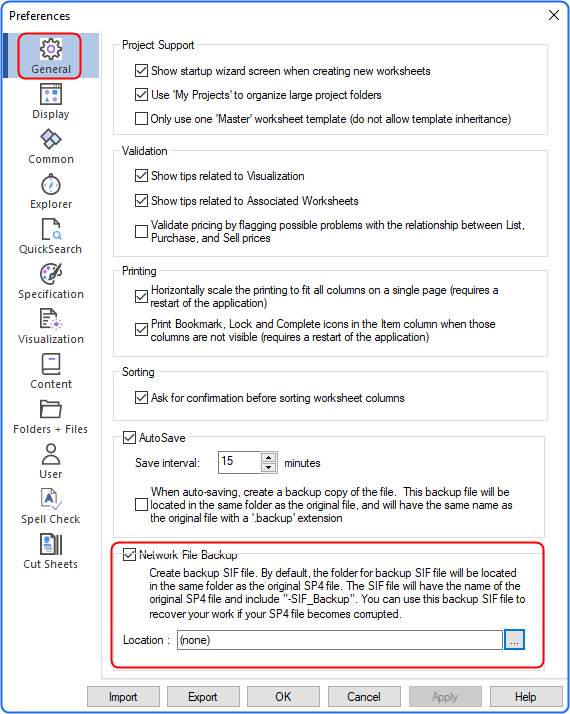 Worksheet: Network file SIF backup – Office